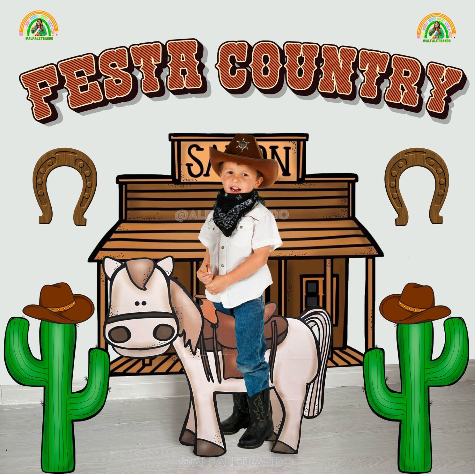 Painel 3D Festa Country - Lojinha Alfaletrando - Andressa Marchioti